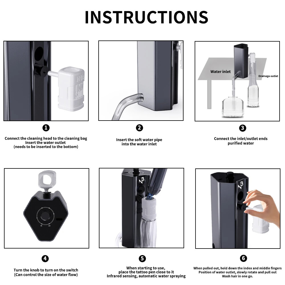 Tattoo Needle Washer Cleaner Machine Rechargeable Permanent Makeup Ink ...