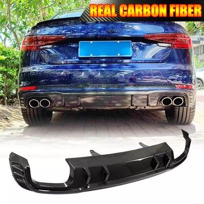 For Audi S4 A4 B9 S Line Sedan 2018UP REAL CARBON Rear Bumper Diffuser ...