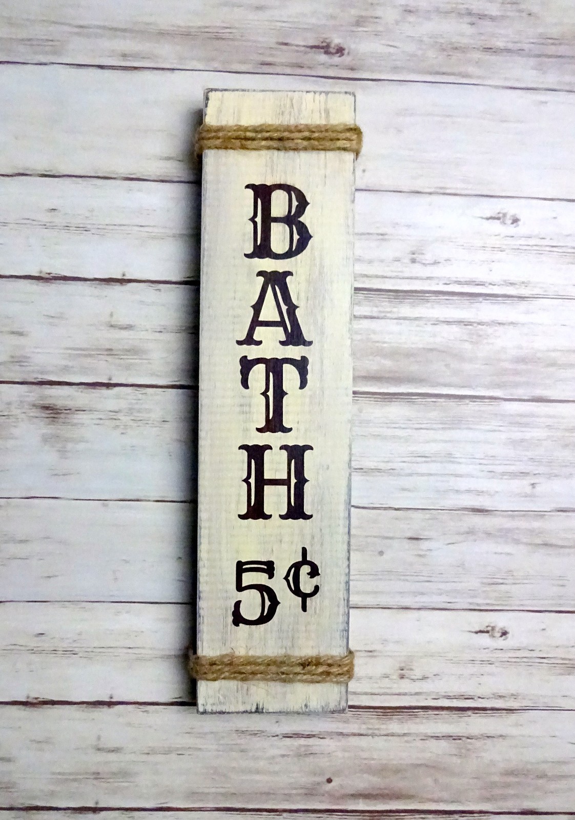 BATH 5 CENTS - Handmade Rustic Vertical Bathroom Wood Sign - Western ...