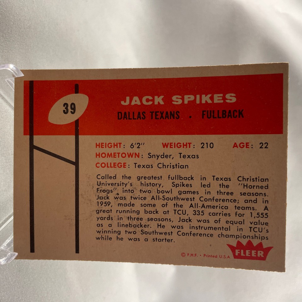 Jack Spikes -TCU HORNFROGS- Dallas Texans Autographed Rookie Card | eBay