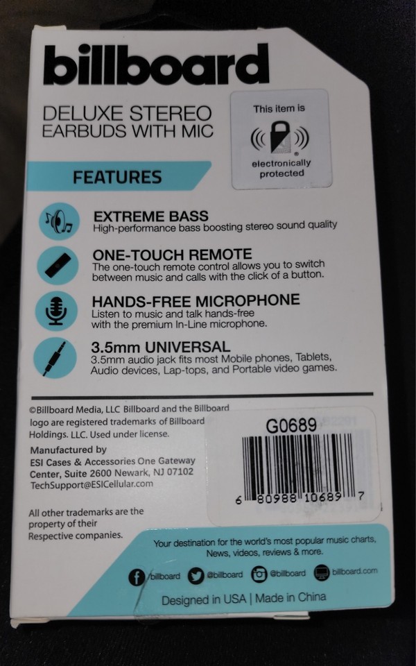 NEW Billboard Pure Stereo Earbuds With Mic Extreme Bass Blue | eBay