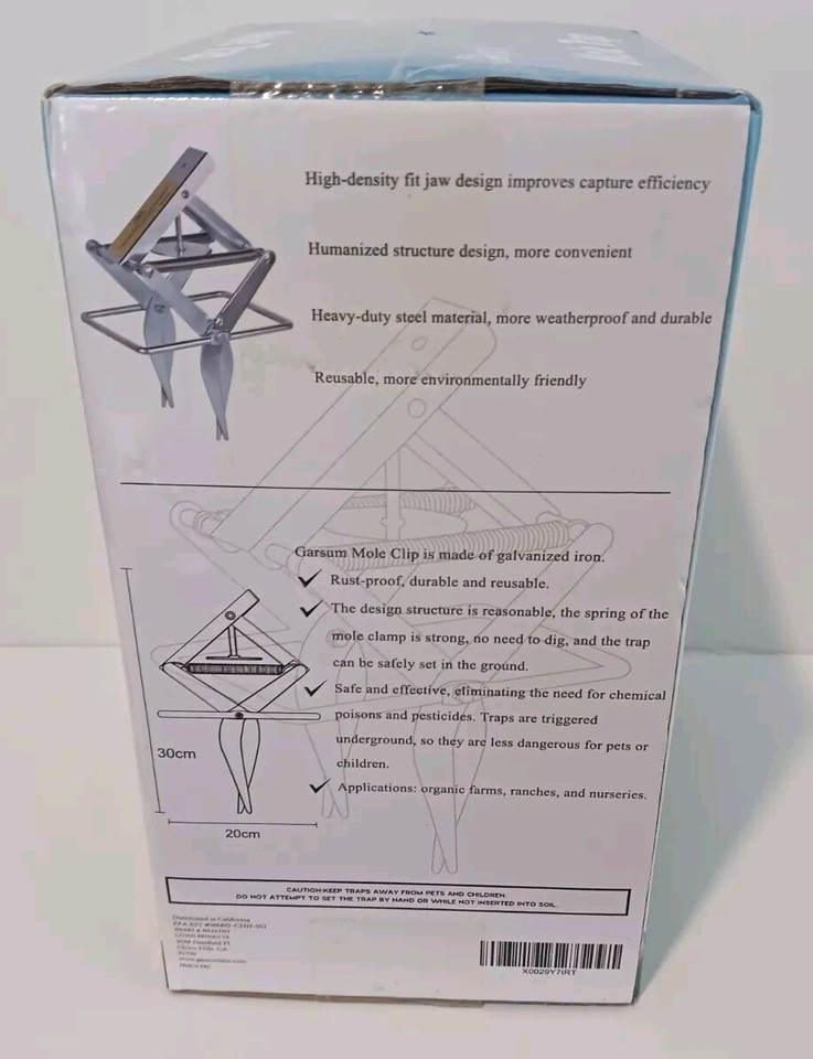 Carsum Mole Trap Gopher Trap Easy Set Up Rust-Proof Reusable New Sealed ...