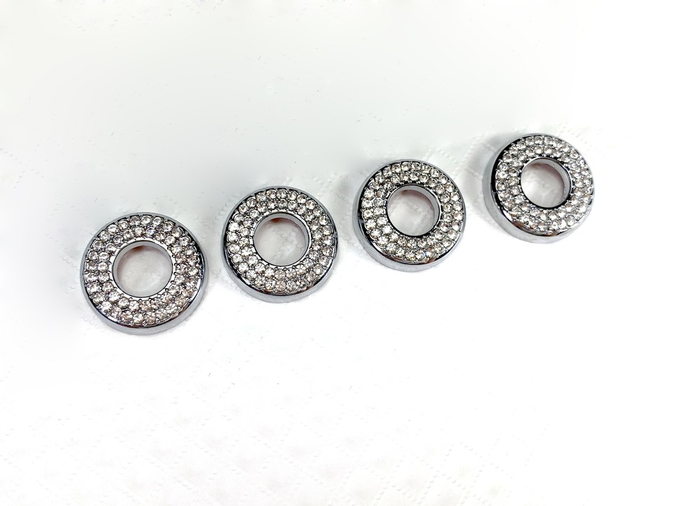 4x Window Door Lock Pin Rings Cover Alloy Crystal Diamond Fits 04-10 ...
