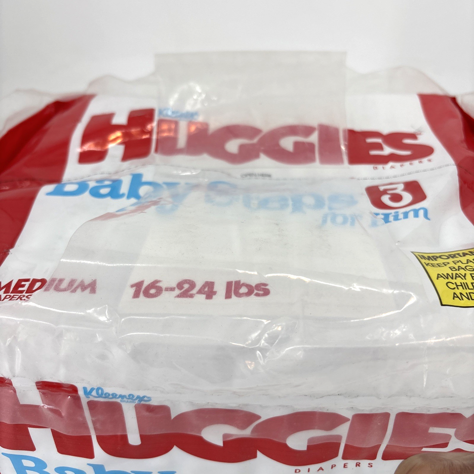 Sealed Pack 36 Medium Size 3 1992 Huggies Baby Step Him Vintage Plastic ...