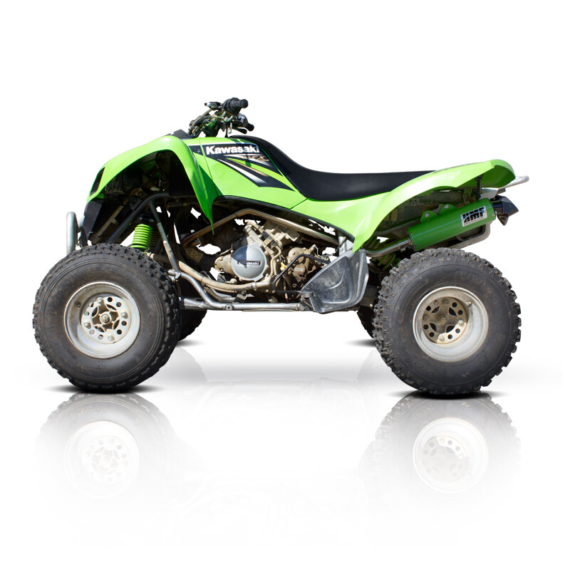 HMF Performance Red Slip On Exhaust Pipe Brushed End Cap Kawasaki KFX ...