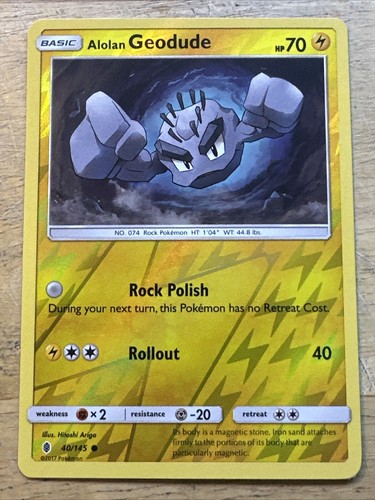 Alolan Geodude - 40/145 - Reverse Holo - Guardians Rising - NM ...