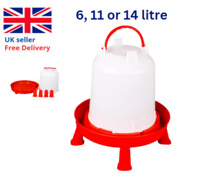 6, 11 or 14 Litre Chicken Poultry Hen Large Drinker Waterer with Legs ...
