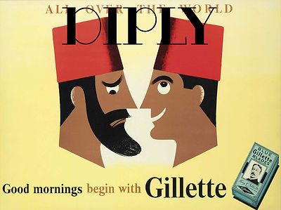 REPRO DECO AFFICHE GILLETTE GOOD MORNING BARBE RASAGE SUR PAPIER 310 OU ...