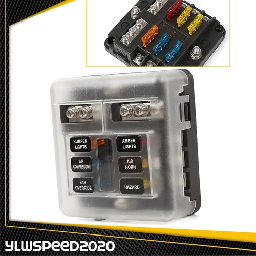 6 Way 12V-24V Blade Fuse Holder Box Block For Car Marine Boot Power ...