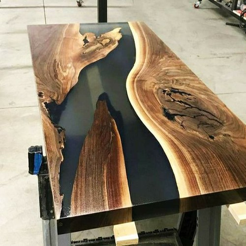Black Handmade Epoxy Resin Wood Table Custom Order For Home Decor | eBay