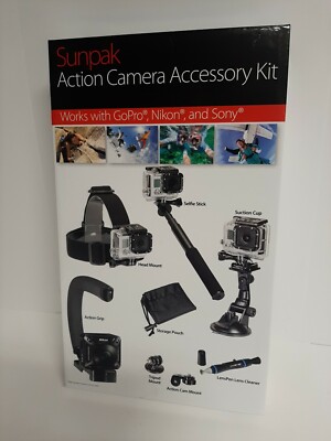 New Sealed Sunpak Action Camera Accessory Kit GoPro Nikon Sony ...