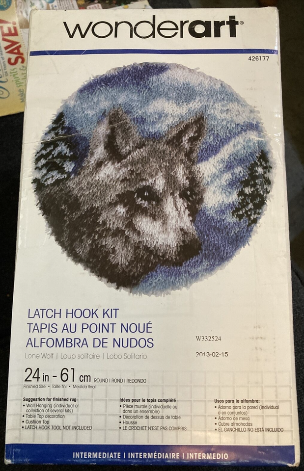Vtg Rare Wonderart Lone Wolf Latch Hook kit #426177 | eBay