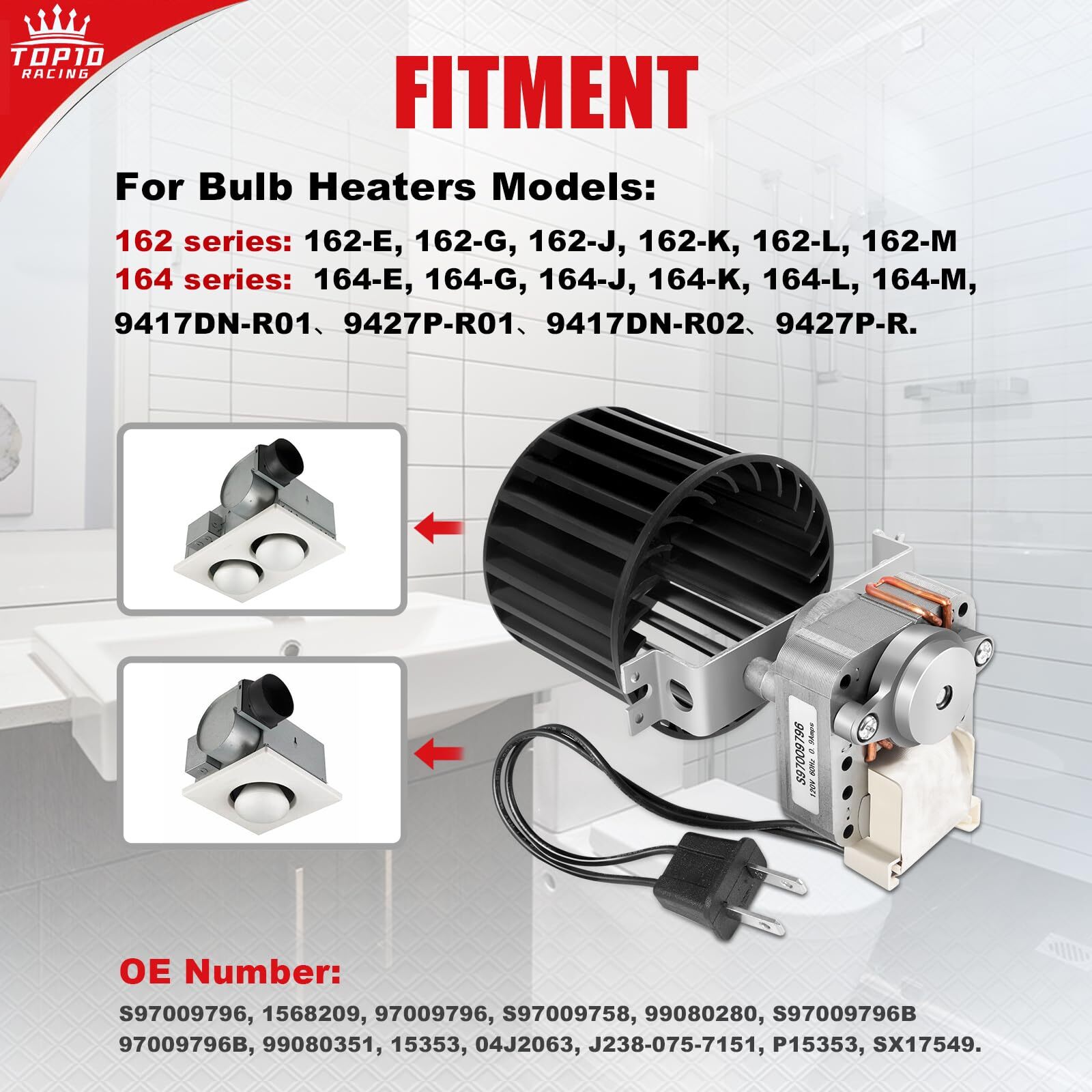 Bathroom Exhaust Fan Motor S97009796 Fan Blower Assembly Compatible ...