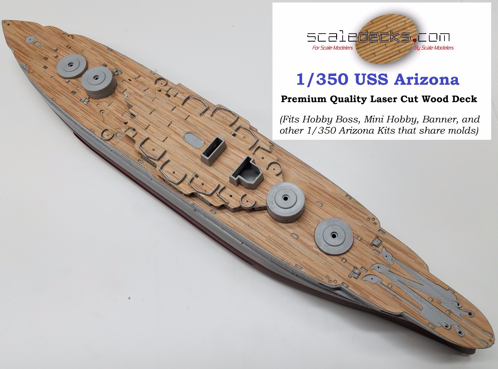 Wood Deck for 1/350 USS Arizona BOX/HD (Hobby Boss/other) by Scaledecks ...