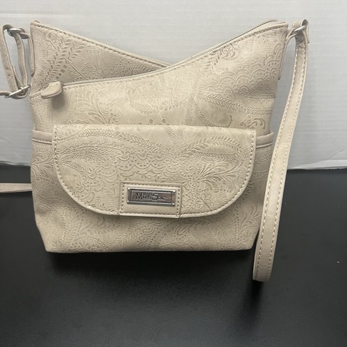 Zippy MultiSac Triple Compartment Crossbody Beige Floral Embossed | eBay