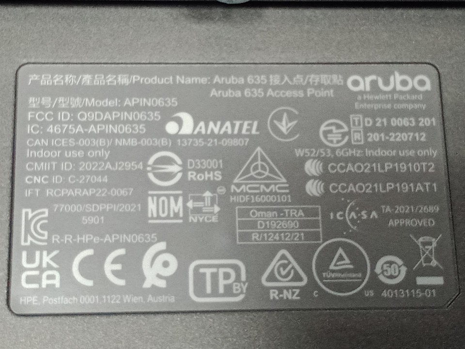 HPE Aruba AP-635 (US) WiFi 6E Campus Wireless Access Point 190017492841 ...