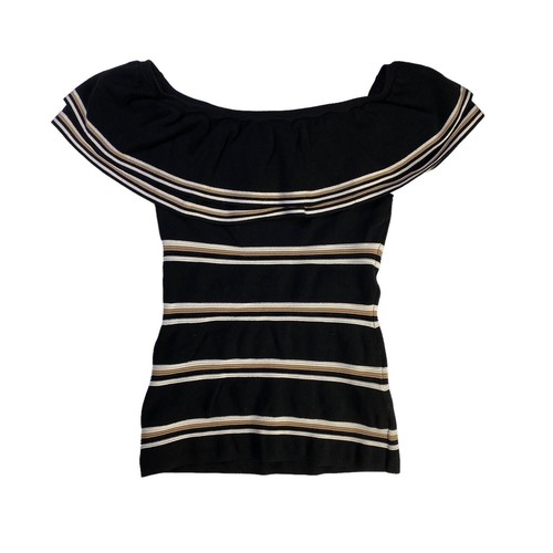 White House Black Market Striped Ruffle Wide Neck Off The Shoulder ...