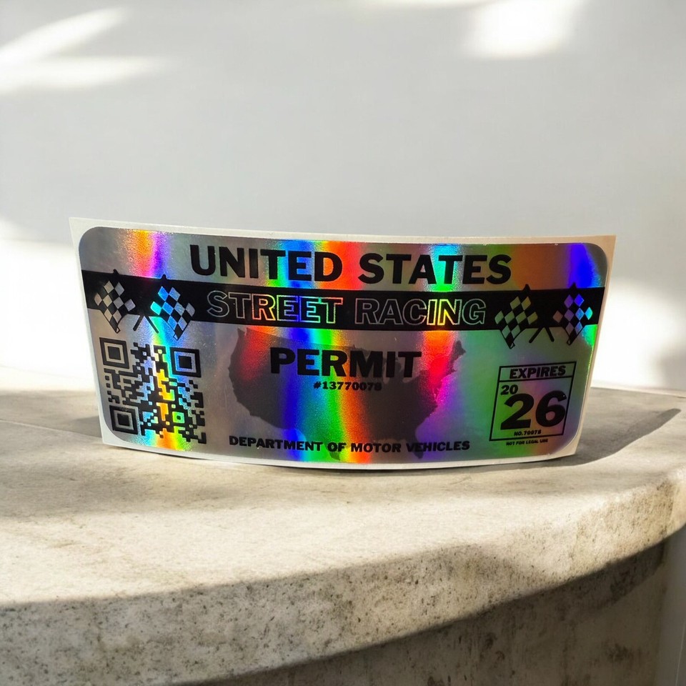 United States Street Racing Permit Car Vinyl Funny Holographic Decal | eBay