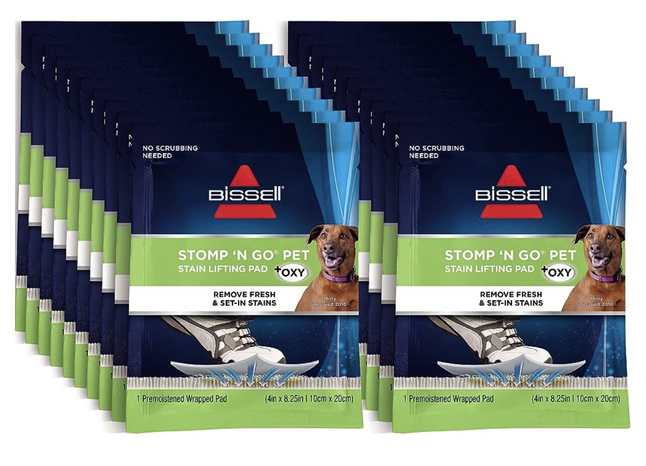 Bissel Stomp 'N Go Pet Lifting Pads + Oxy Stain Carpet Rug Cleaning, 20 ...