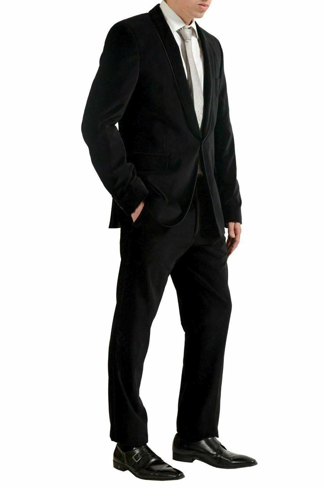 Hugo Boss "Stanton/Shape" Men's Velour Black One Button Suit US 40L IT ...