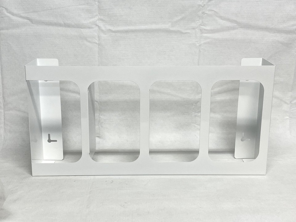 Wall Mount White Coated Metal 4-Place Quadruple Glove Box Holder w ...