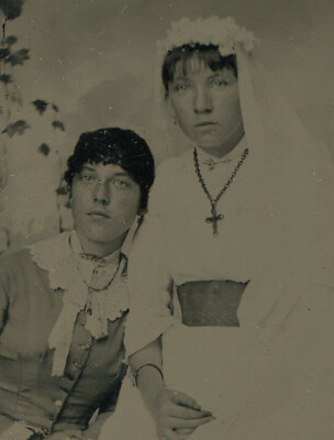 YOUNG WOMEN, ONE IN RELIGIOUS REGALIA. TINTYPE. | eBay