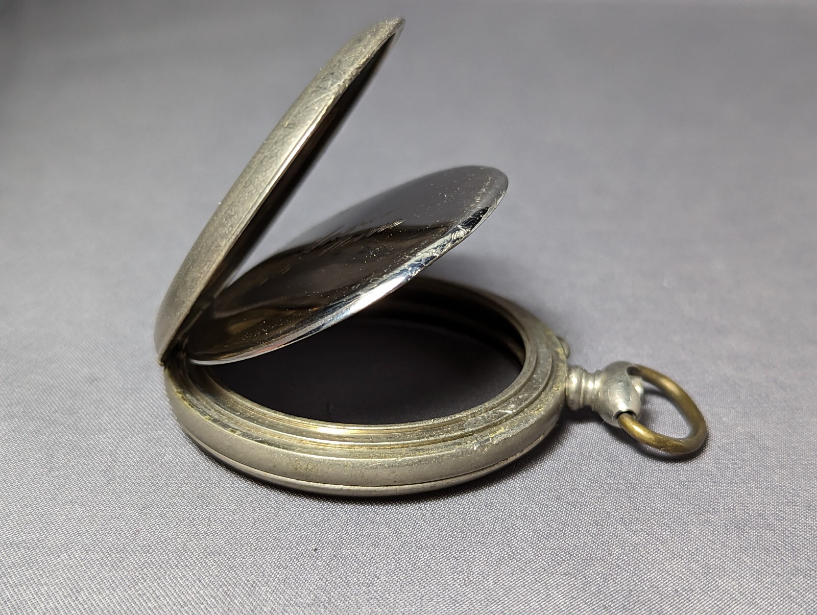 Vintage Nickel Finish Pocket Watch Case Engraved Anke… - Gem