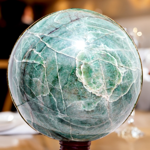 Giant 290MM Green Saussurite Crystal Healing Ball Meditation Aid ...