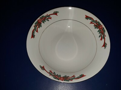 GUC Poinsettia & Ribbons Fine China Red Greenery Gold Trim 9 1/4 ...
