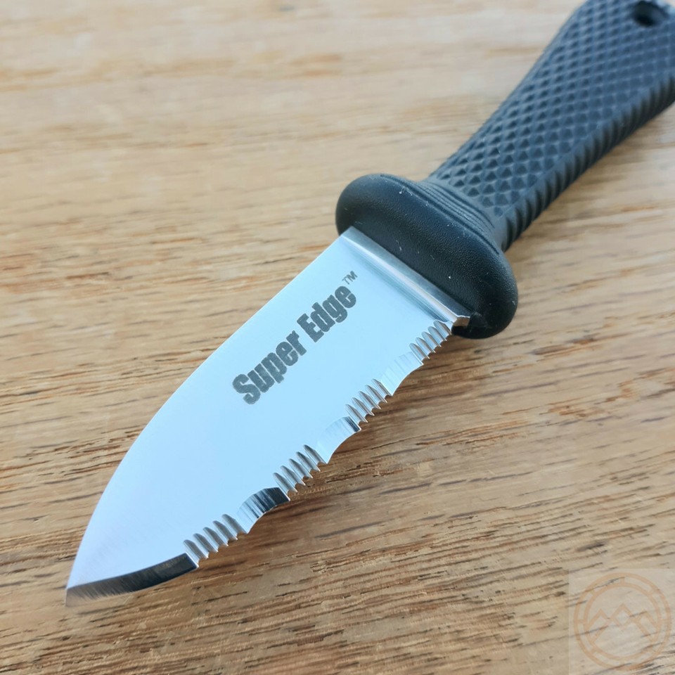 Cold Steel Super Edge Knife 2" AUS-8A Steel Serrated Blade Black Kray ...