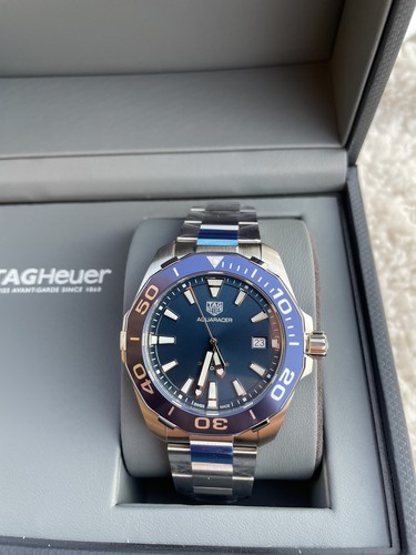 TAG Heuer 41mm Aquaracer Blue Dial Steel Quartz Men's Watch WAY111C ...