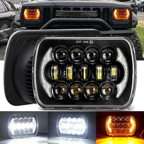Pair 2 Pcs LED Headlights 5x7 Rectangle H6054 1984 - 2001 Jeep Cherokee ...