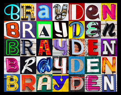 BRAYDEN Name Poster featuring photos of actual sign letters | eBay