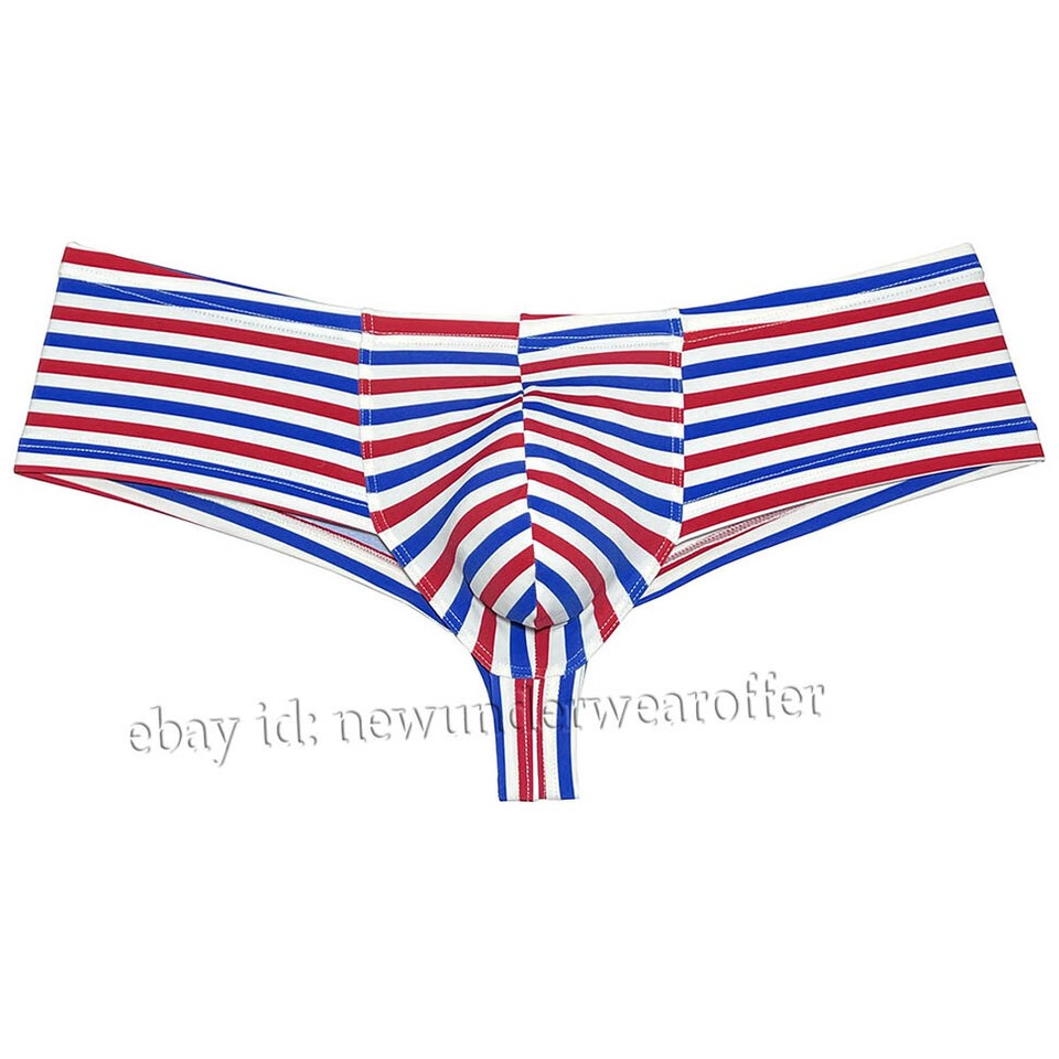 Men's Skimpy Boxer Briefs Underwear Half Hip Swim Bottoms Cheeky Trunks ...