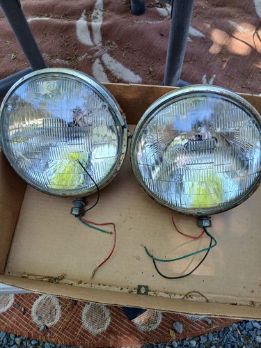 Vintage chrome free-standing 7" hot rod headlights rat rod,Chevy,Ford ...