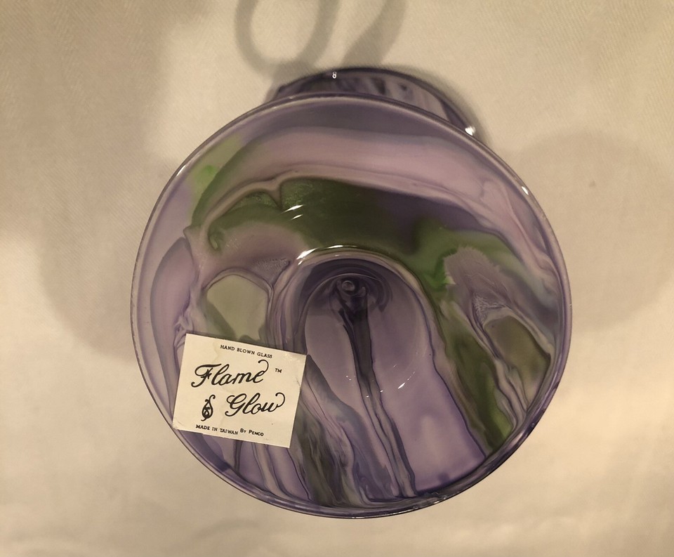 Stunning Penco Flame Glow Hand Blown Glass Long Stem Candle Holder ...