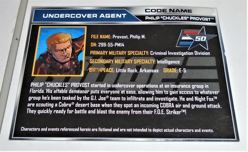 G I JOE File Card I.D. Filecard 2015 Philip Chuckles Provost (50th)Eng ...