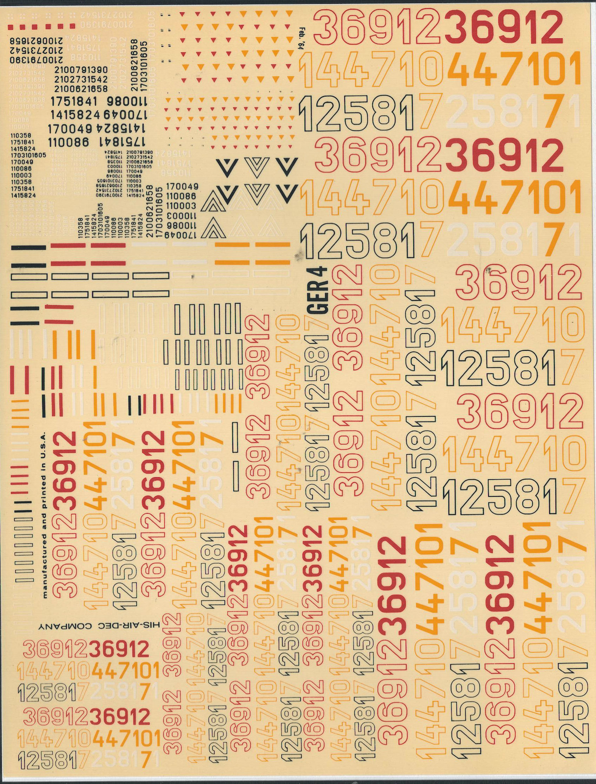HIS-AIR-DEC DECAL SHEET GER4 9x11 INCHES WW2 GERMAN LUFTWAFFE CODE ...