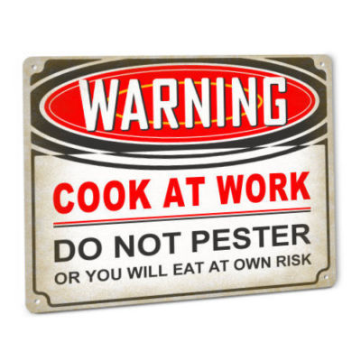 Warning Cook At Work Sign Home Kitchen Mom Recipe Grandma Oven Baking ...