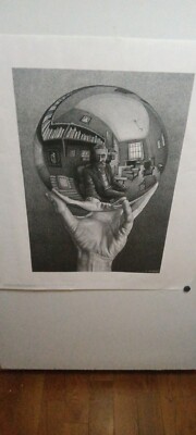 Print - M C Escher, Escher Art, "Hand With Reflection", 22"Wx25. 5H | eBay