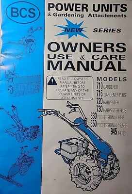 BCS 710 716 720 730 830 850 945 Walk-Behind Tractor & Implements Owners ...