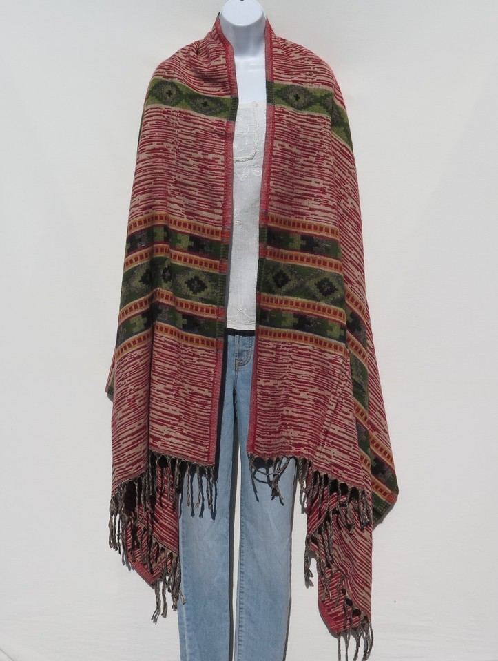 Yak+Sheep Blend|Tribal|Shawl/Throw| Handloomed|Reversible|Colors: Red ...