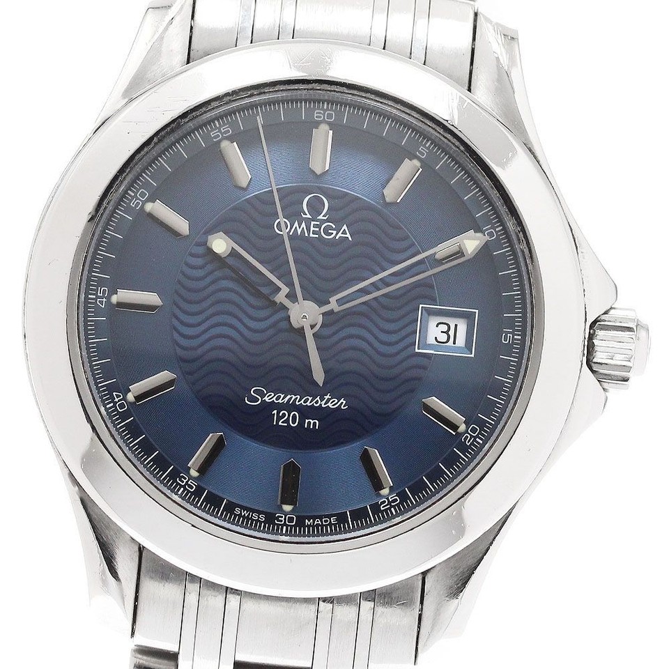 OMEGA 2511.81 Seamaster 120 Date Quartz Men Wristwatch Navy Dial 36mm ...