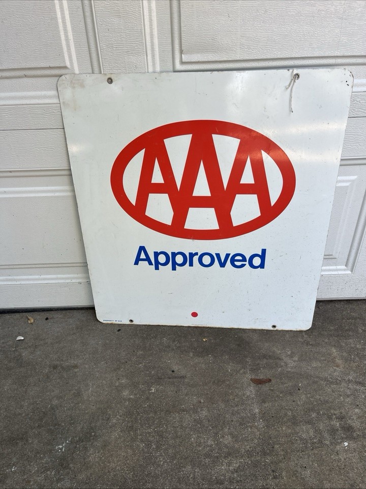 Vintage 1992 AAA Approved Double Sided Metal Sign Gas & Oil | eBay