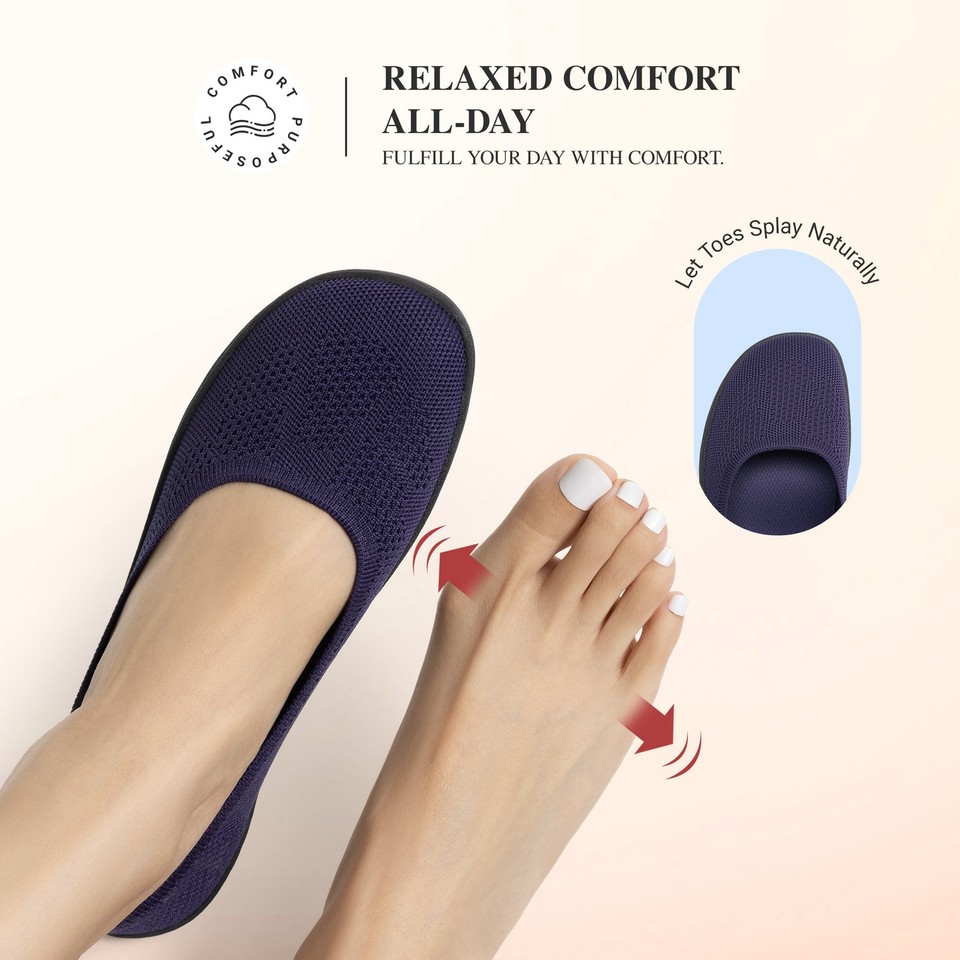 Women Comfortable Flats Arch Support Wide Toe Box Non Slip Walking ...