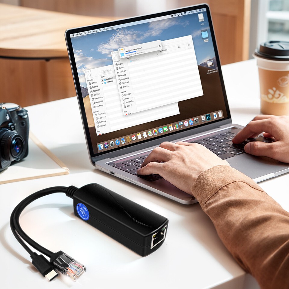 Type C PoE Splitter 5V/4A PoE Splitter 48V To 5V 4A Micro USB Adapter ...