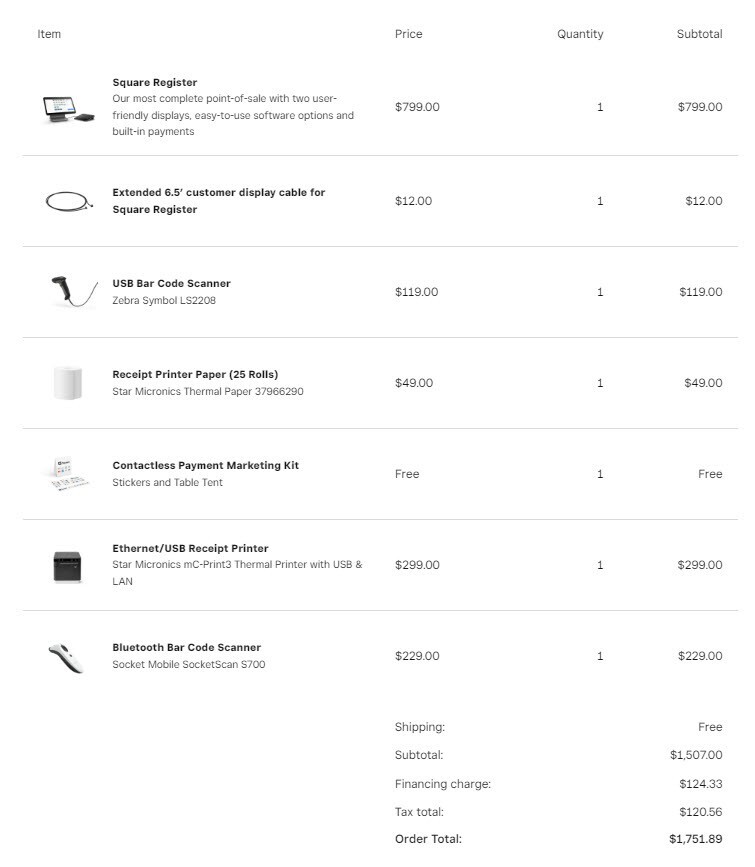Square POS System + Fireproof Register + 2 Types Barcode Scanners ...