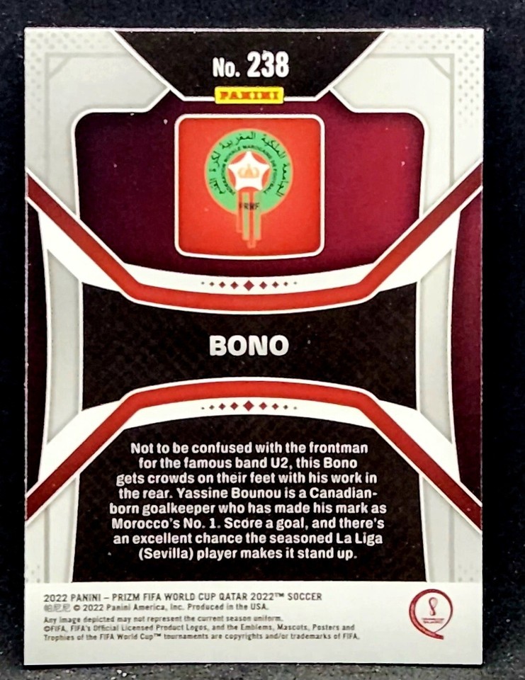 Bono RC 2022 Panini Prizm FIFA World Cup Qatar #238 Rookie Card Morocco ...