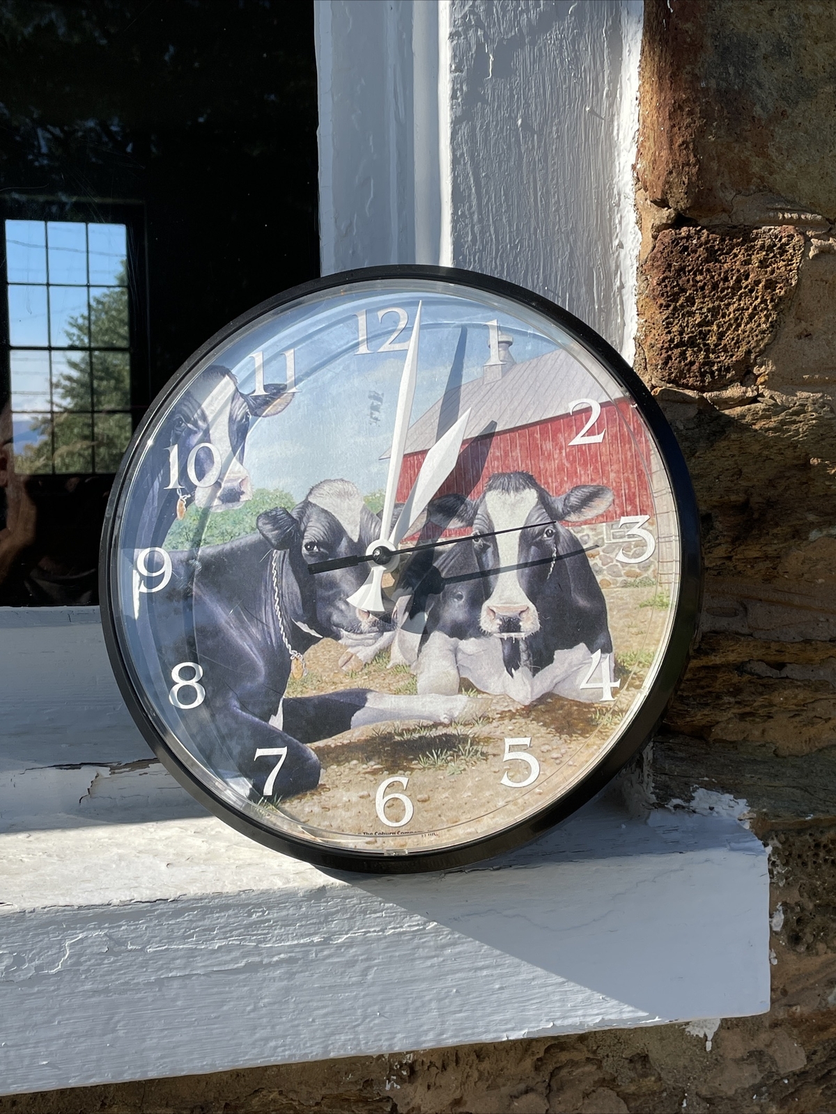 Vintage ORIGINAL Holstein COW Cows Farmhouse RED BARN Coburn Wall Clock ...