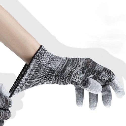 PU Fingers And Palms Gloves Printed Pink Nylon Work Non-Slip Household ...